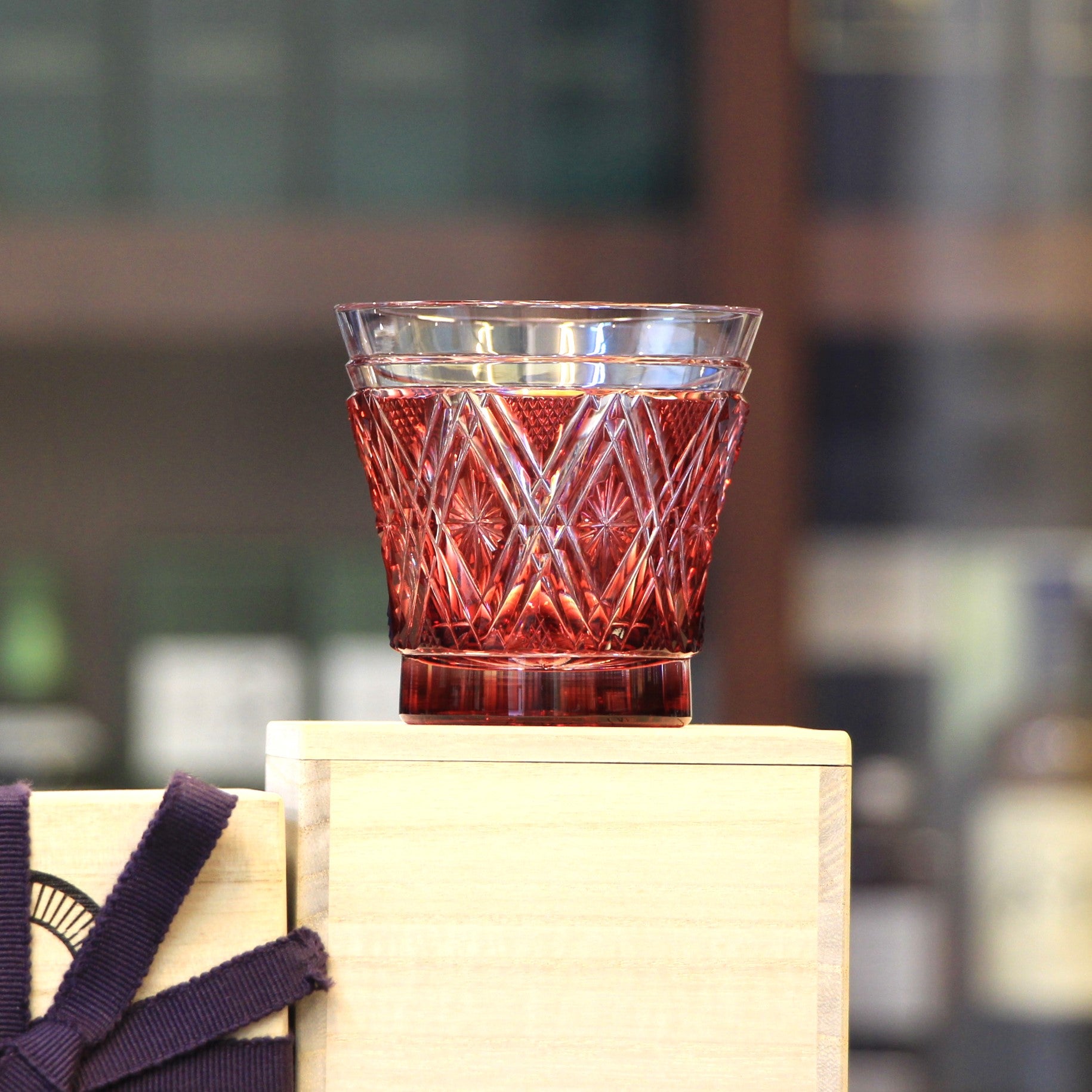 Satsuma Kiriko Hand Cut Rock Glass Red (Made in Japan) | Mizunara: The ...